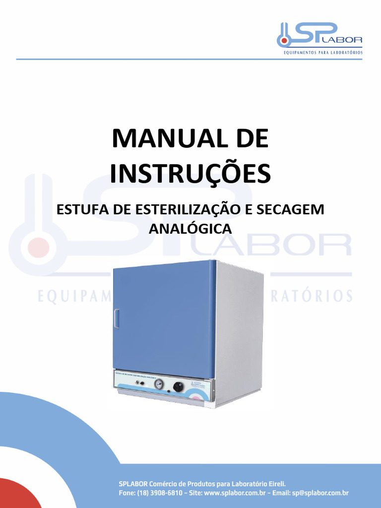 Manual de Instruções - (Ssa) Estufa de Esterilização e Secagem ... Manual de Instruções - (Ssa) Estufa de Esterilização e Secagem ...