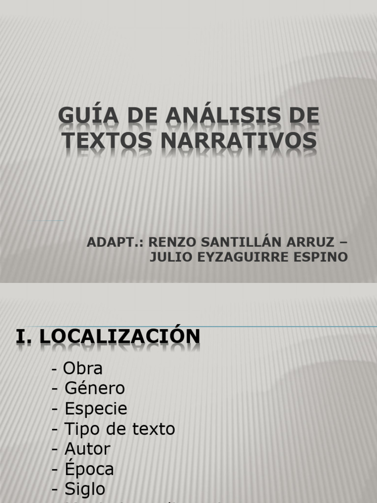Guía de Análisis de Textos Narrativos | Descargar gratis PDF | Narración | Oración (Lingüística)