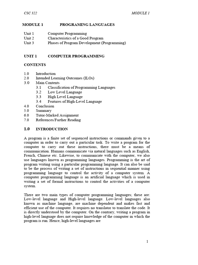 CSC322 Structured Programming | PDF | Programming | Computer Program