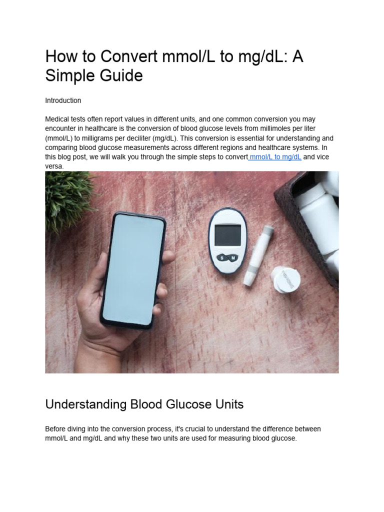 How To Convert Mmol - L To MG - DL - A Simple Guide | PDF | Clinical Medicine | Disorders Of ...