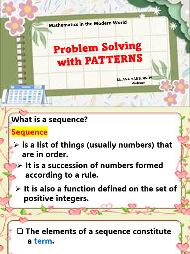Problem Solving with Sequences | PDF | Equations | Algebra