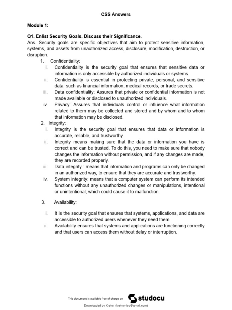 Css Answers | PDF | Denial Of Service Attack | Cryptography