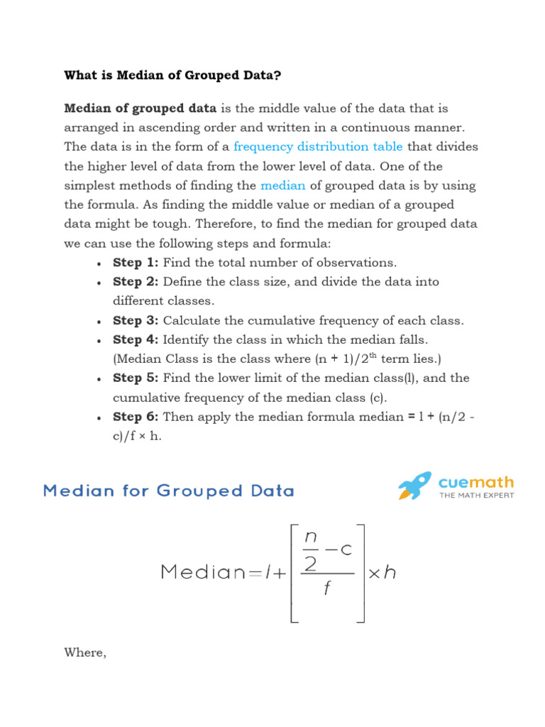 SW Stat - Median of Grouped Data | PDF | Median | Average