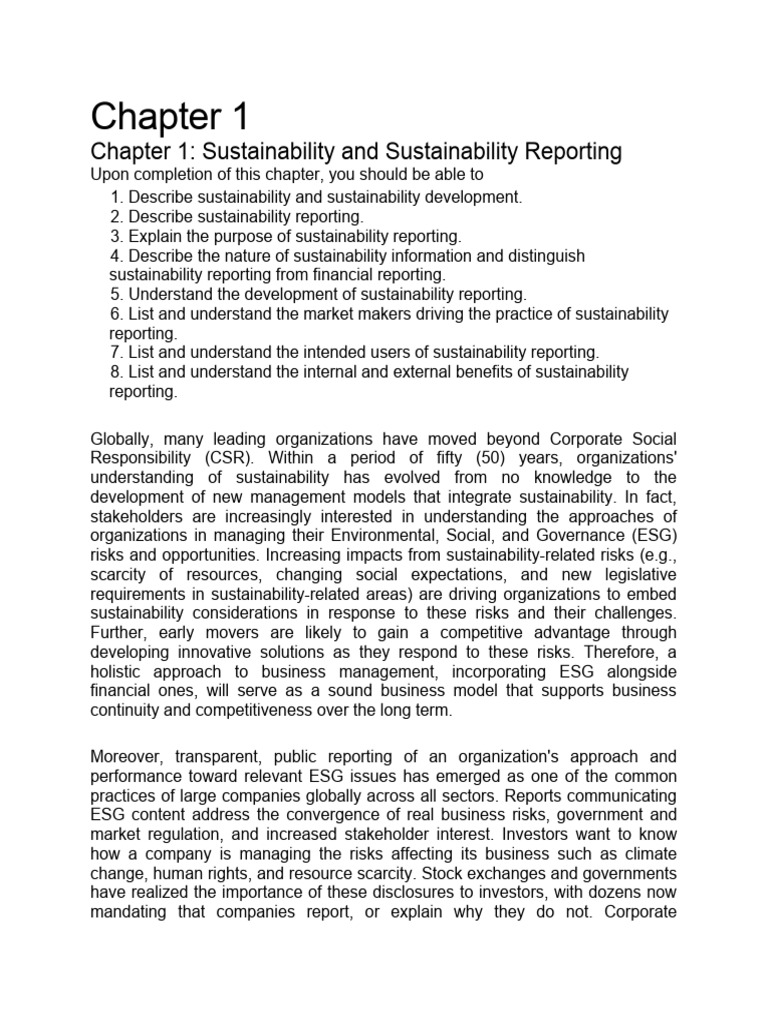 Chapter 1 SDG | PDF | Sustainability | Corporate Social Responsibility