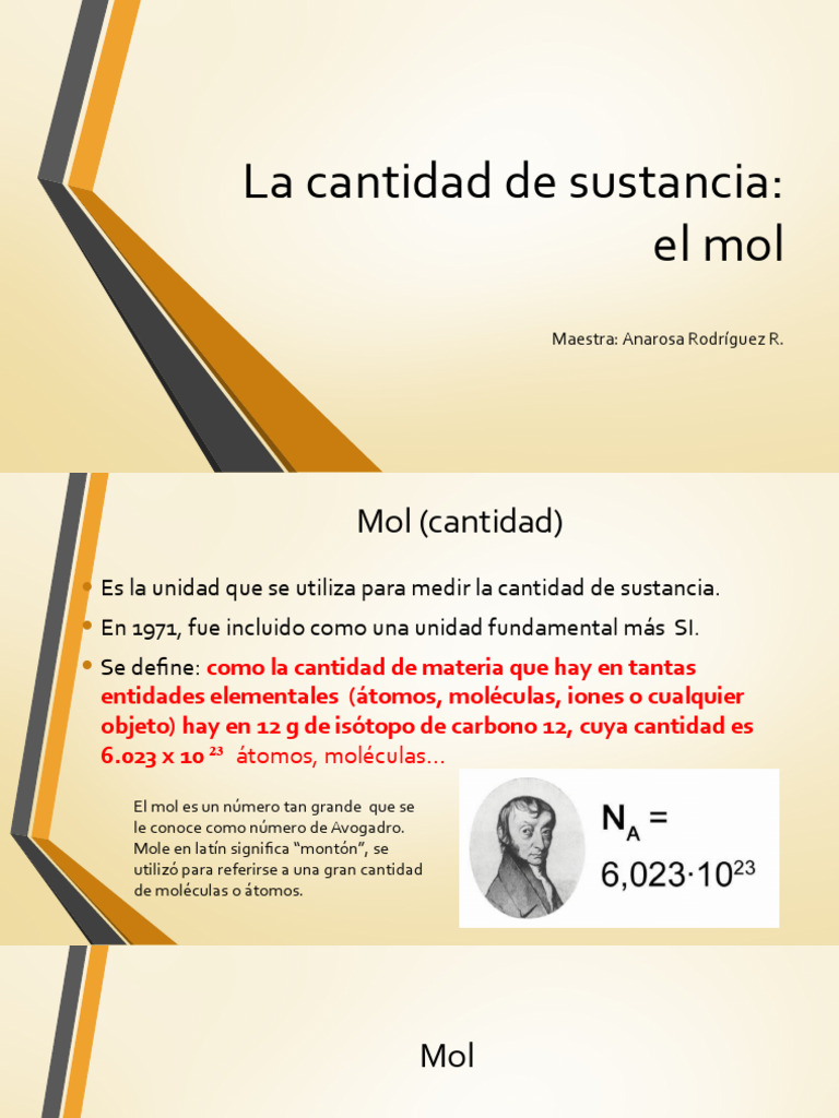 Unidad de medida: el mol y su definición | PDF | Mole (Unidad ...