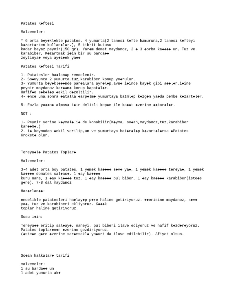 Patates Tarifleri | PDF