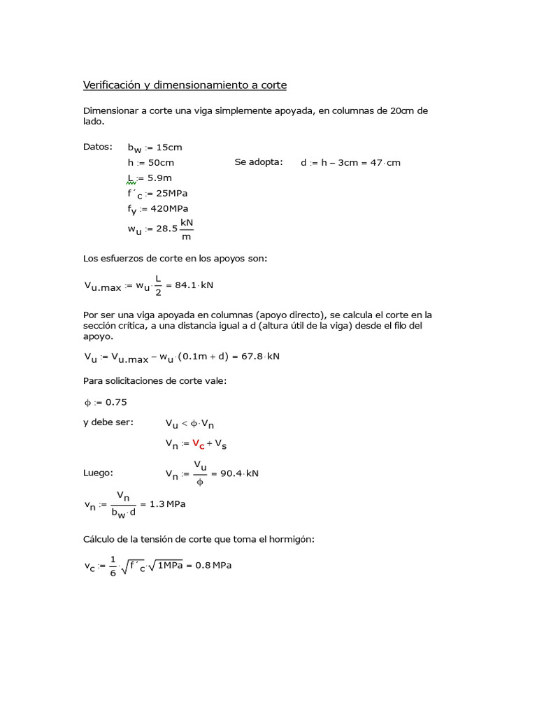 Ejemplo Dimensionado al Corte de vigas | PDF | Ingeniería estructural