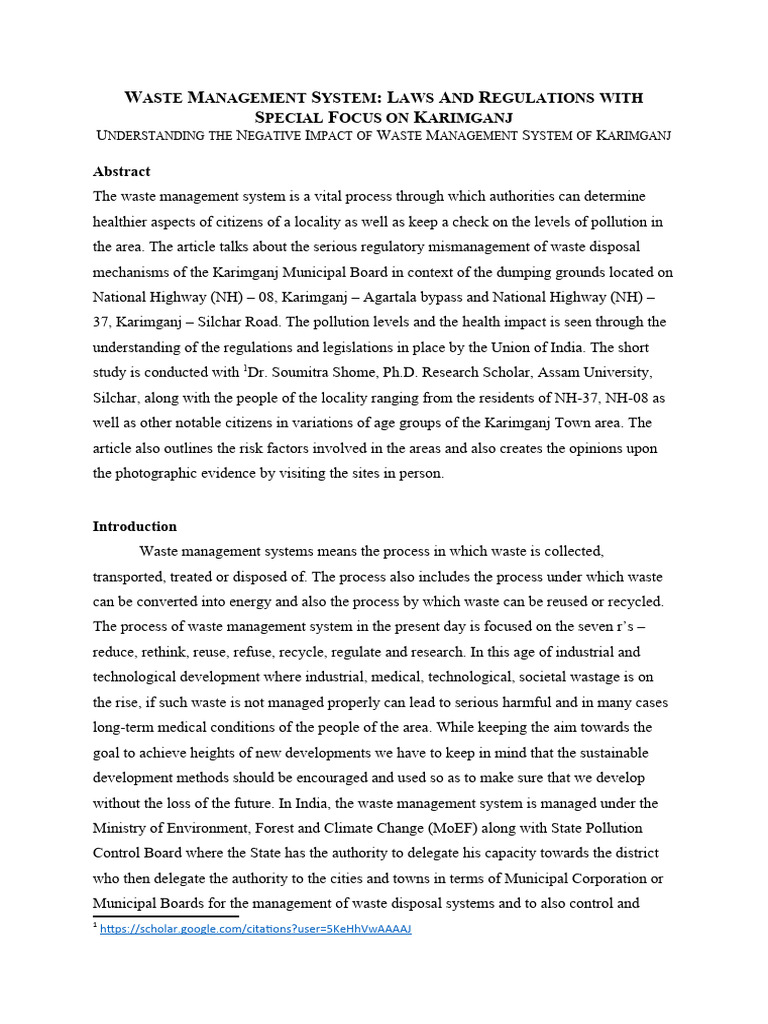 Waste Management Issues in Karimganj | PDF | Waste | Waste Management