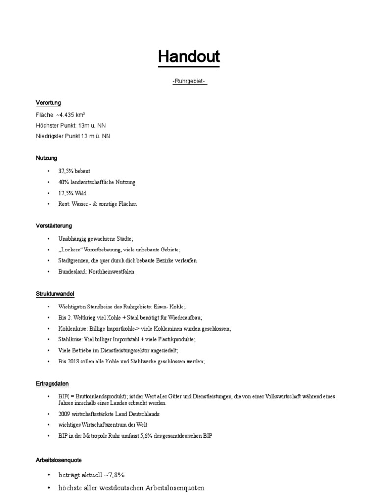 Handout Ruhrgebiet