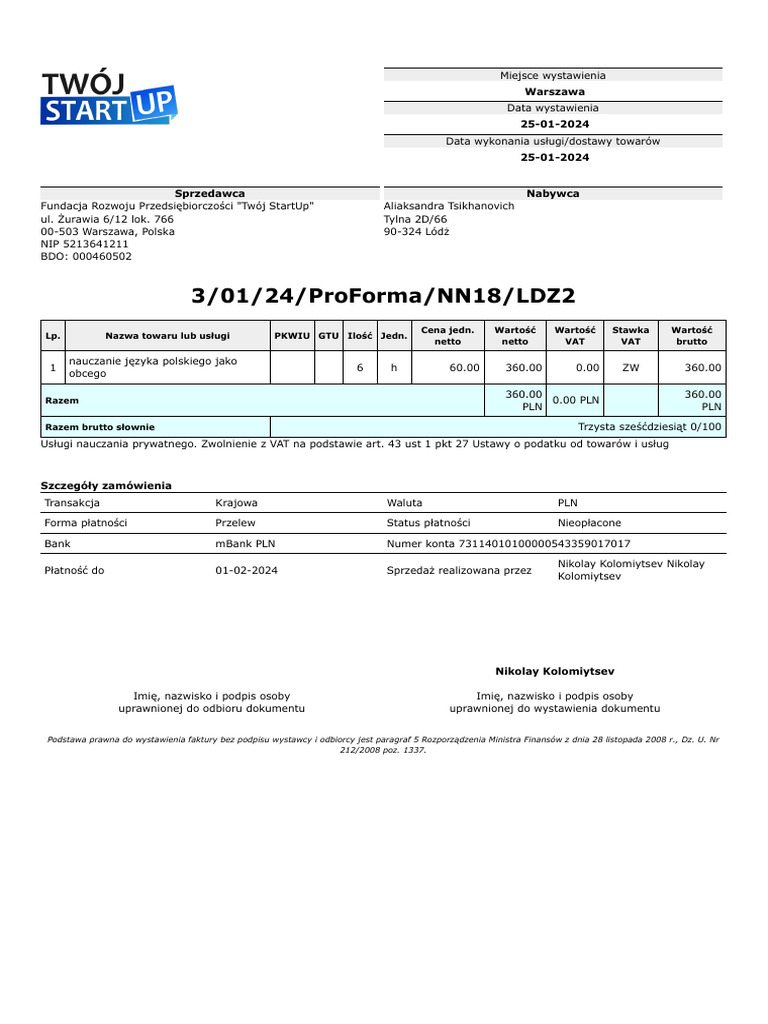 3 01 24 ProForma NN18 LDZ2 | PDF