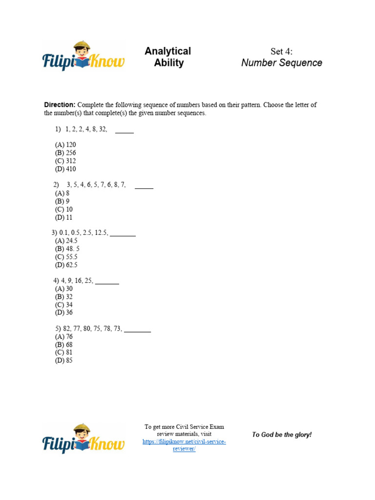 Analytical Ability: Number Sequences | PDF