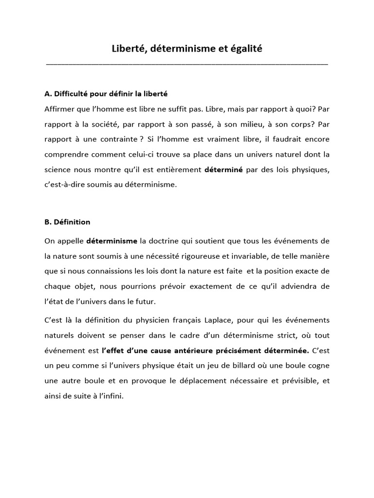 Liberté et déterminisme : enjeux philosophiques | PDF | Déterminisme ...
