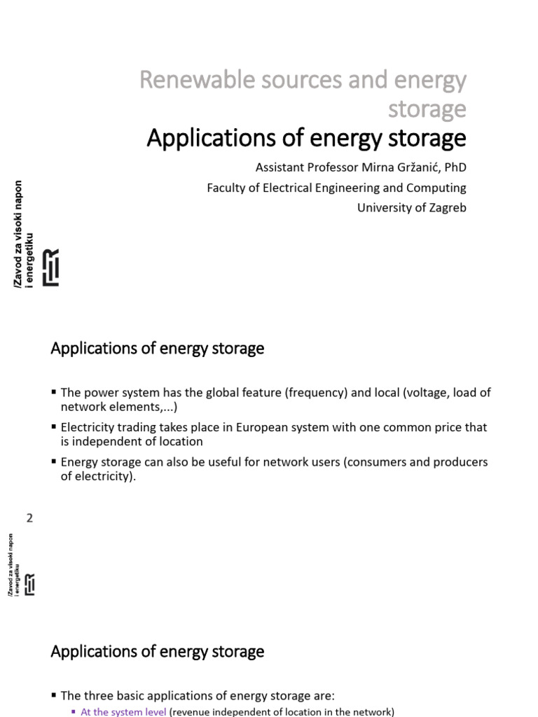 Application of Energy Storage | Download Free PDF | Energy Storage | Electric Power Transmission