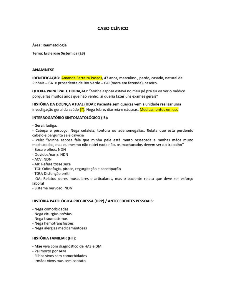 Caso Clínico - DMTC e LES | PDF | Medicina Clínica | Especialidades médicas