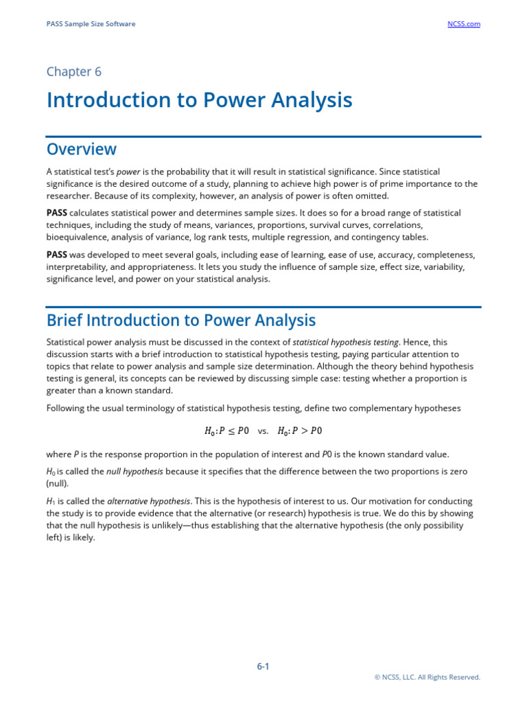 Power Analysis and Sample Size Guide | PDF | Statistical Hypothesis ...