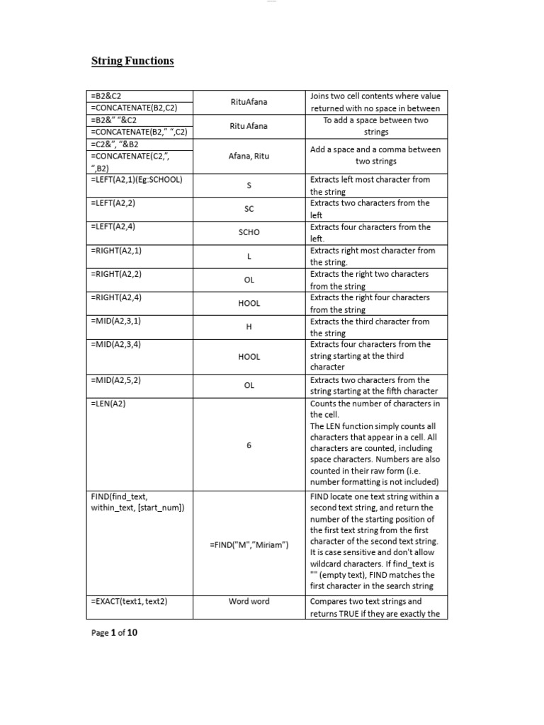 Excel Formulas | PDF | Numbers | Mathematics