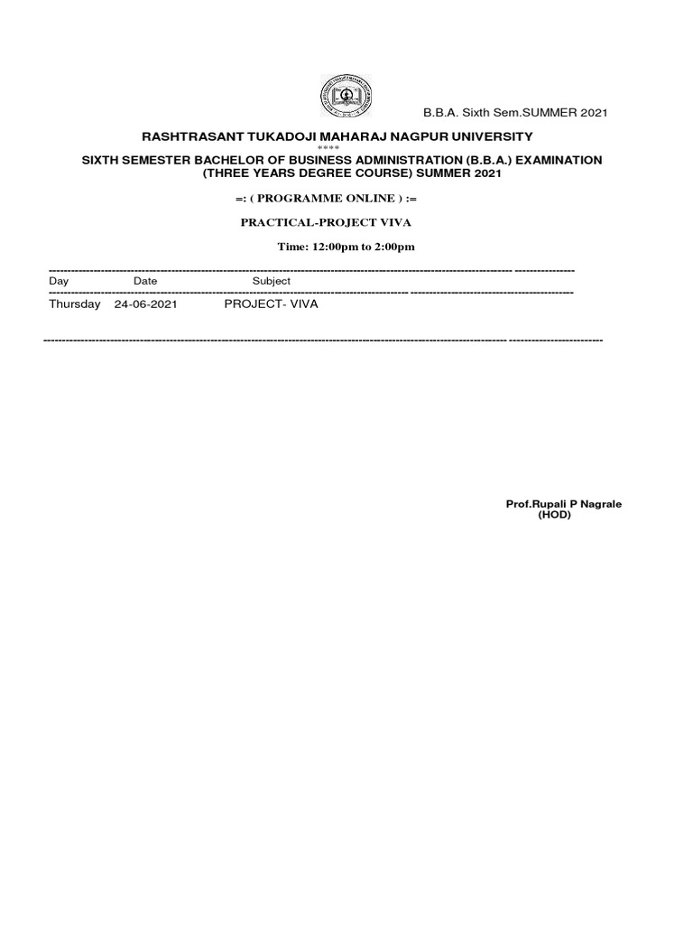 (Bba) Practical Time Table | PDF