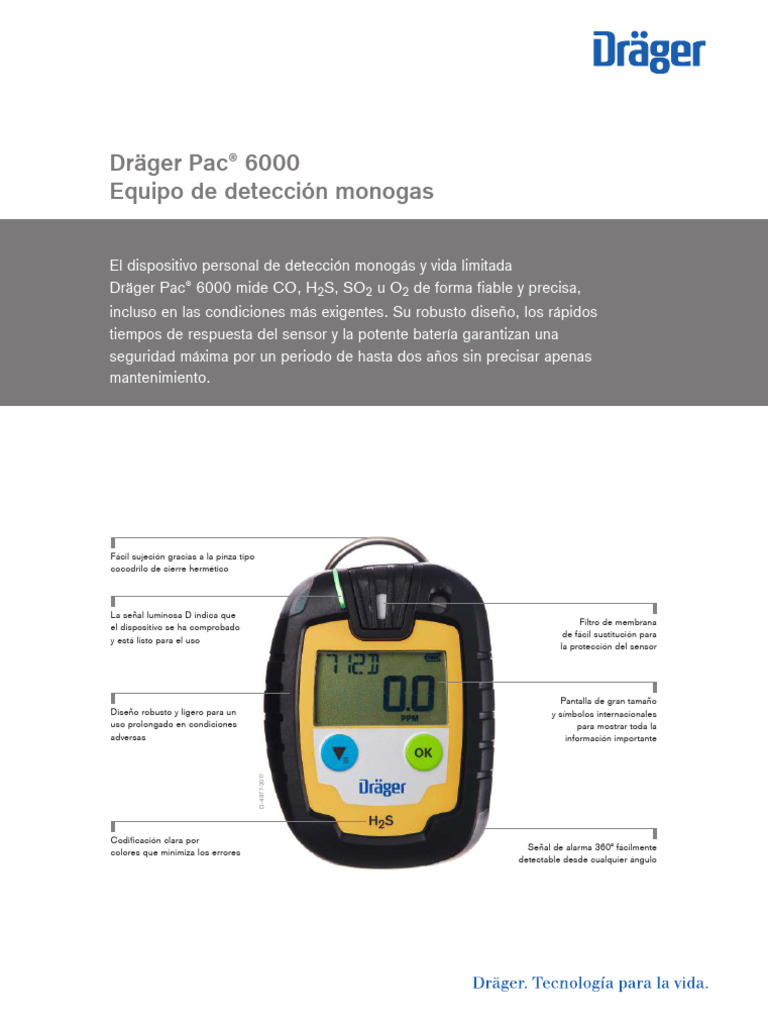 Detector Drager Pac 6000 83 26 320 Monogas H2s 0100 PPM | PDF | Sensor ...