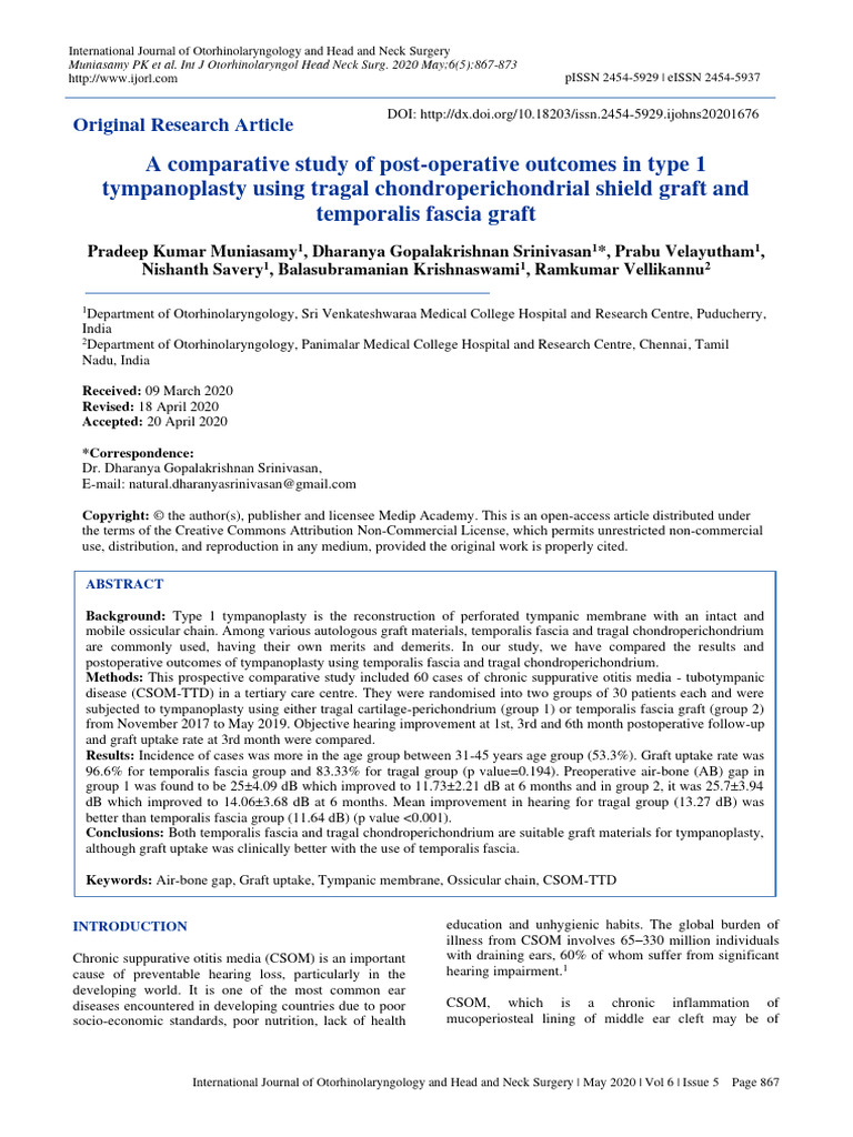 A Comparative Study of Post-Operative Outcomes in | PDF | Surgical ...