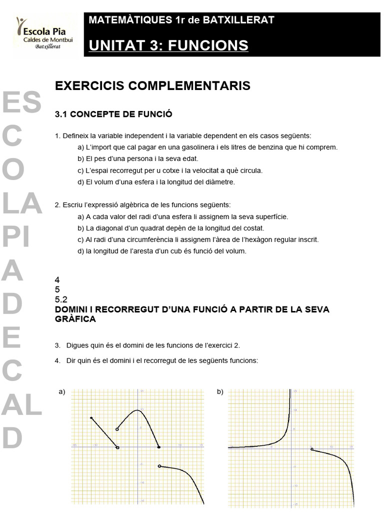 Exercicis Unitat 3 Introducció A Les Funcions | PDF