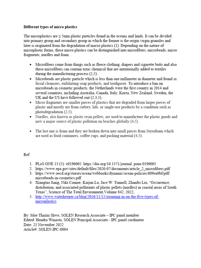 Different Types of Micro Plastics | Download Free PDF | Economy And The ...