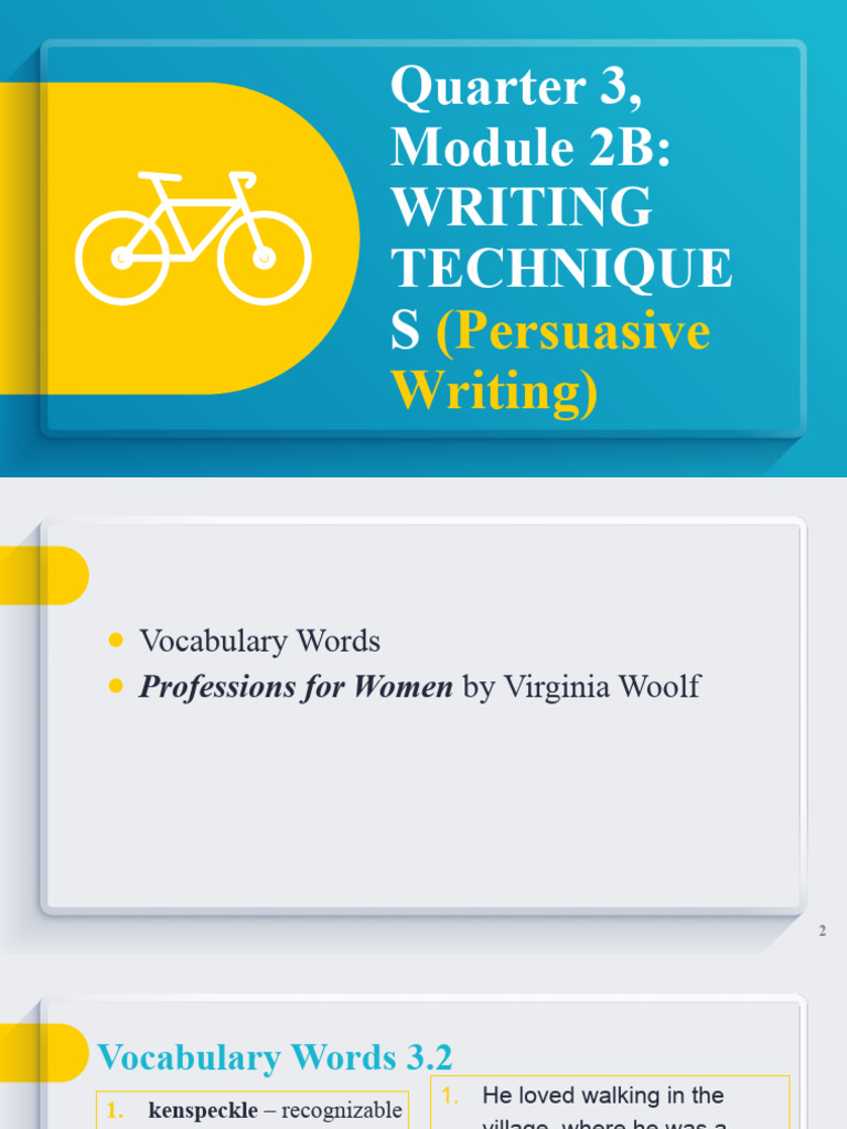 Quarter 3 Module 2B - Writing Techniques Persuasive Writing | PDF ...