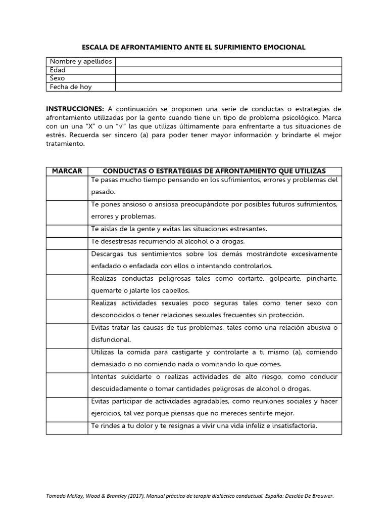 Escala de Estrategias de Afrontamiento Emocional | PDF