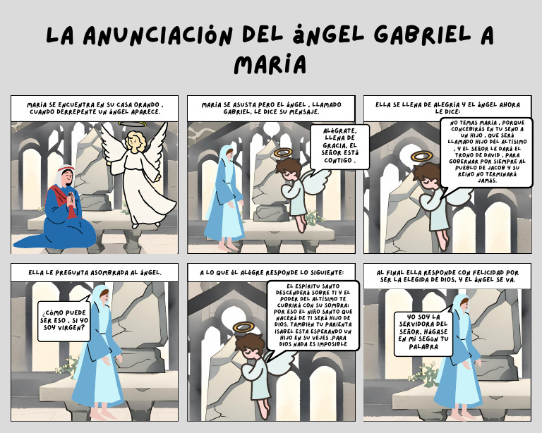 Historieta de la anunciacion del angel gabriel a Maria | PDF | María ...