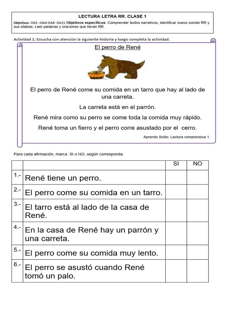 Lectura y Sonido RR para Niños | PDF | Artes del Lenguaje y Comunicación