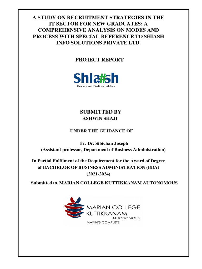A Study On Recruitment Strategies in The It Sector For New Graduates A ...
