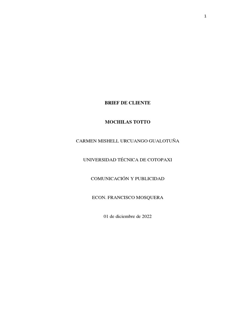 Brief de Cliente | PDF | Mochila | Marca