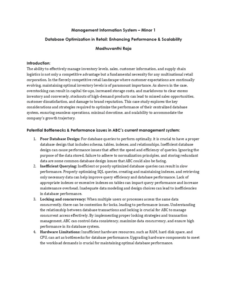 Database Optimization in Retail: Enhancing Performance & Scalability | PDF | Databases ...