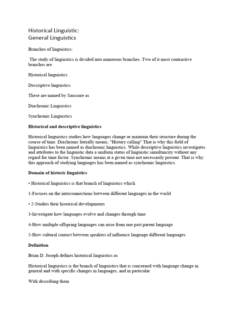 Historical Linguistic Pdf Linguistics Grammar