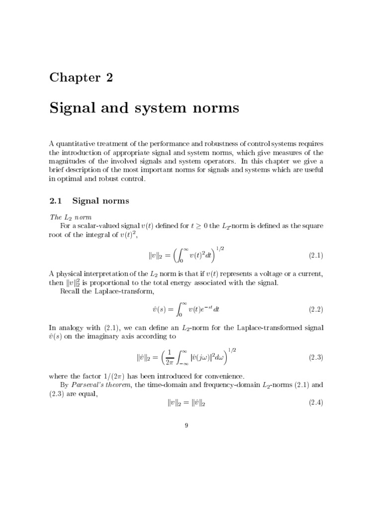 Signal and System Norms Overview | PDF | Matrix (Mathematics ...