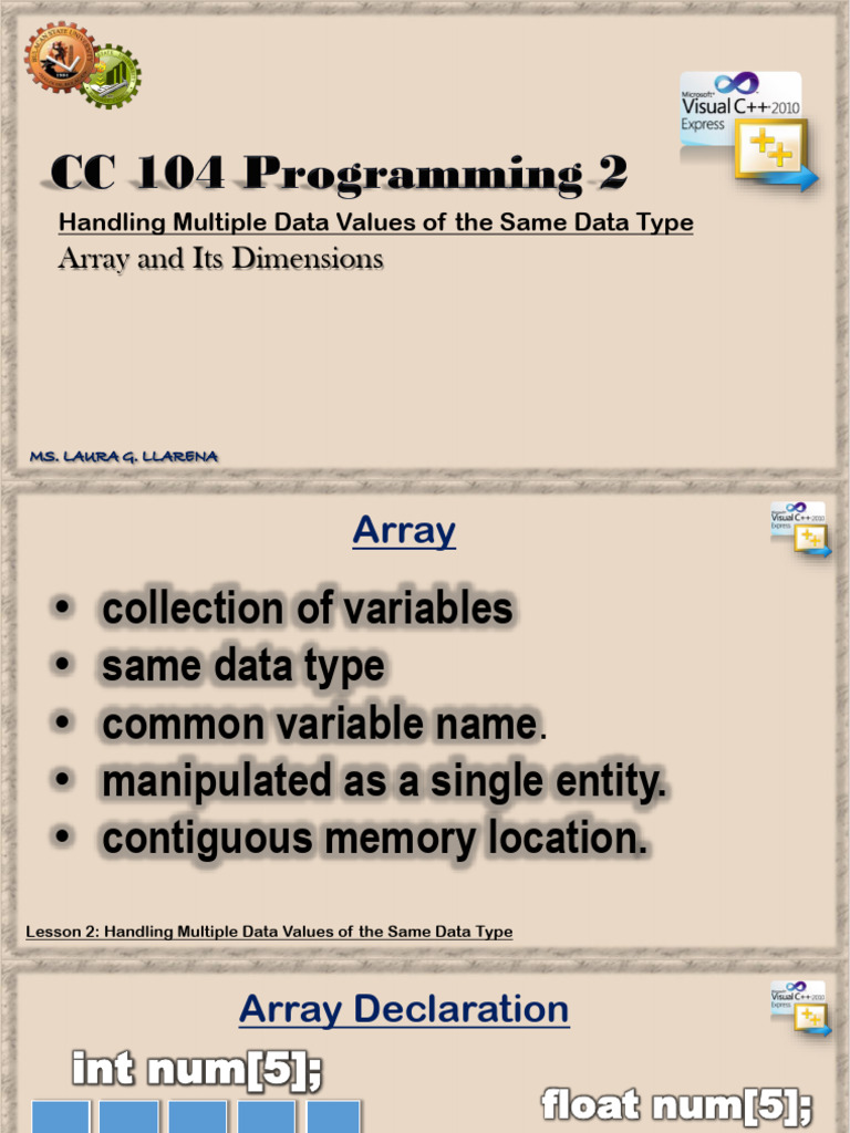 Handling Multiple Data Values Of The Same Data Type Lesson Pdf Bit Integer Computer Science