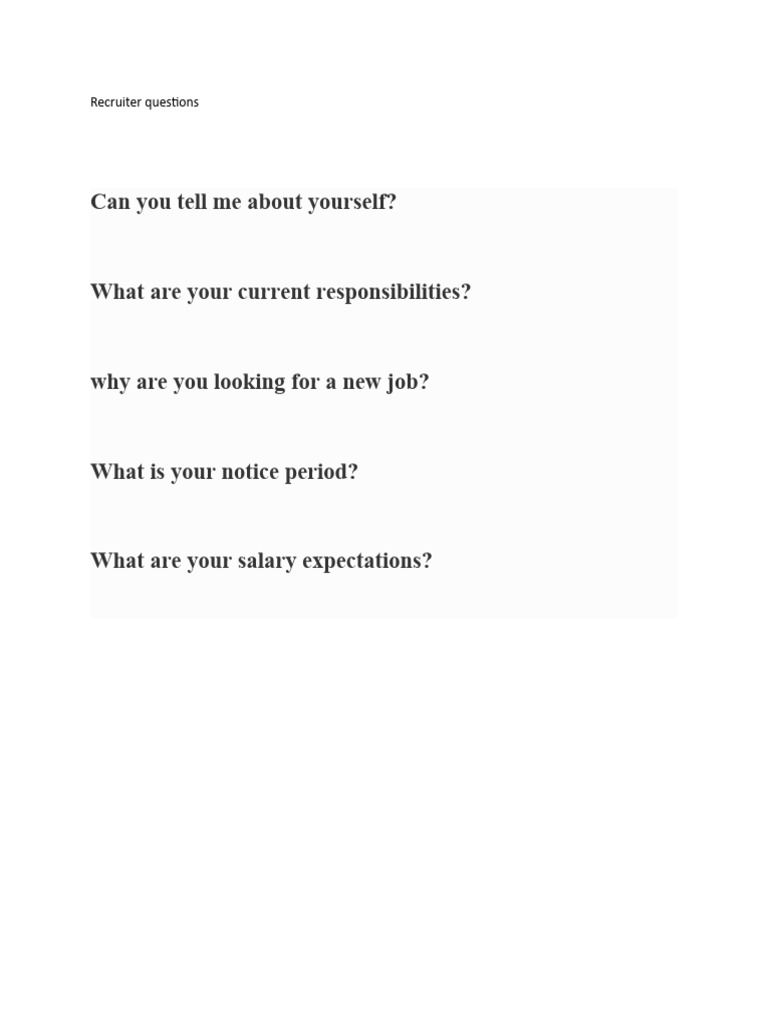 Recruiter Questions | PDF