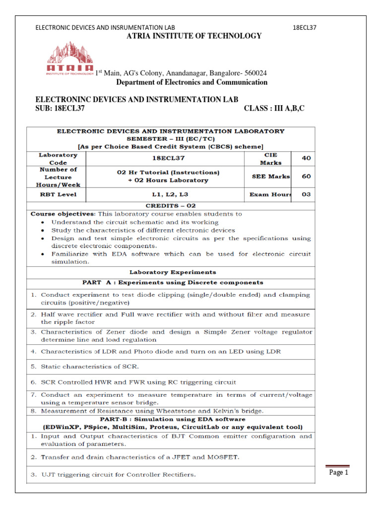 Ed Manual | PDF | Rectifier | Electronics