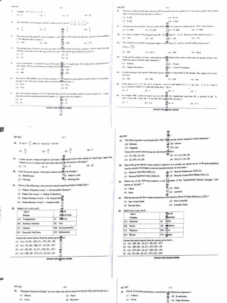 Math and General Knowledge Exam Questions | PDF