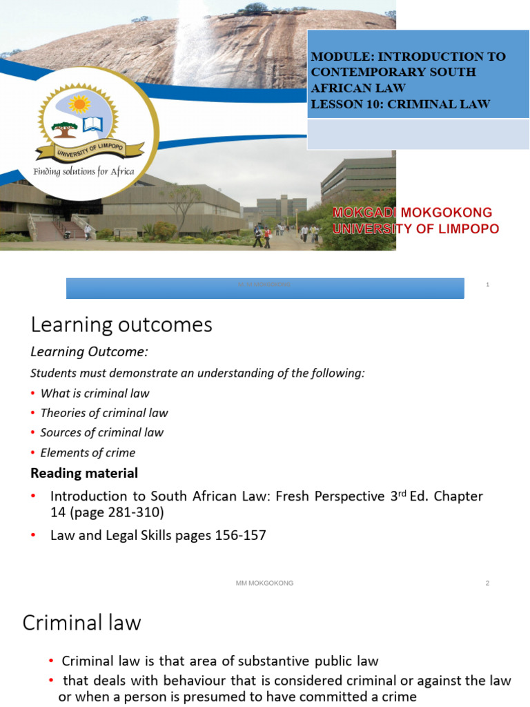 Lesson 10 Criminal Law | PDF | Crimes | Crime & Violence