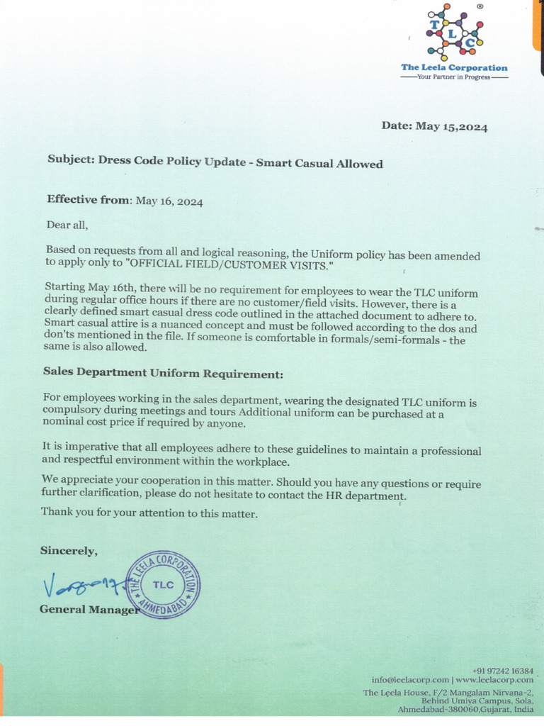 Dress Code Circular | PDF