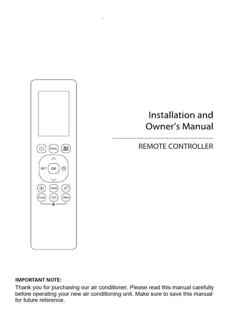 Remote Controller Manual en | PDF | Air Conditioning | Electromagnetic Interference