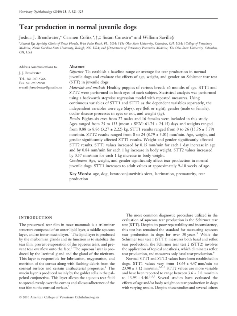 Tear Production in Juvenile Dogs | PDF | Clinical Medicine