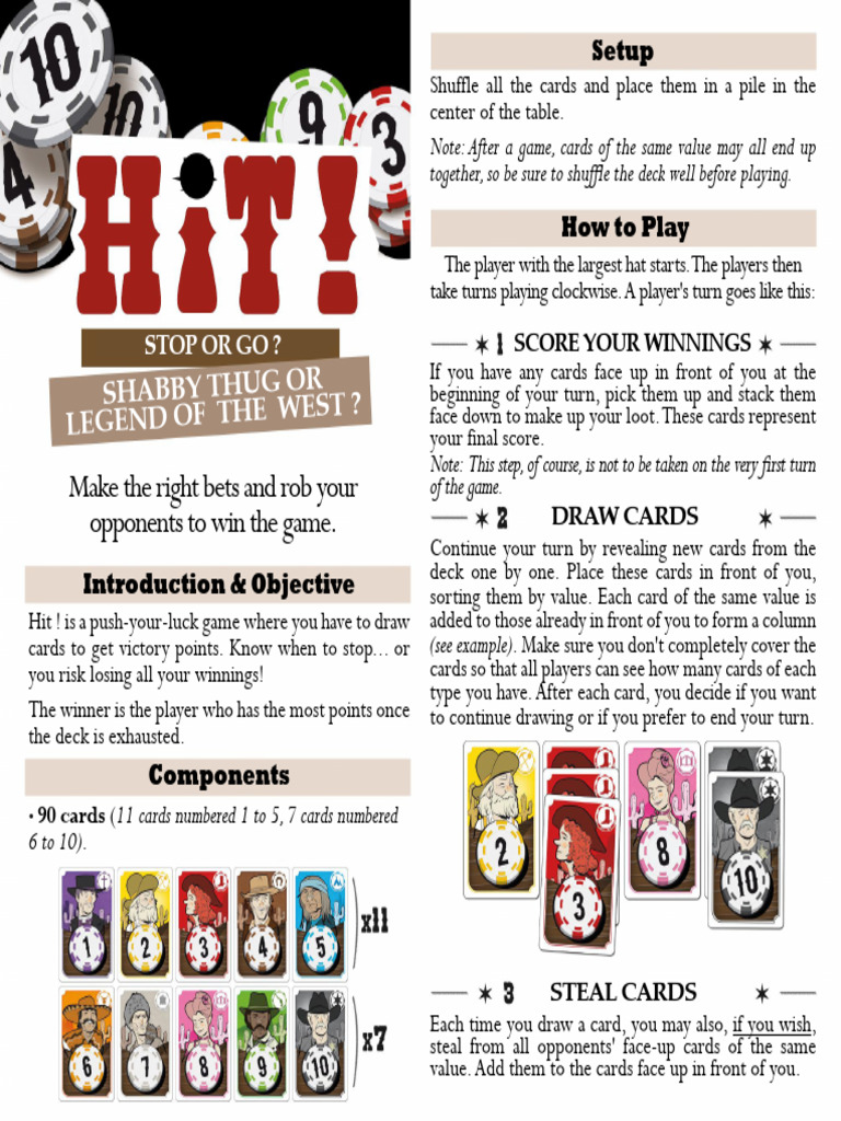 HIT ! English Rulebook v1.1 | Download Free PDF | Gaming Devices | Gambling