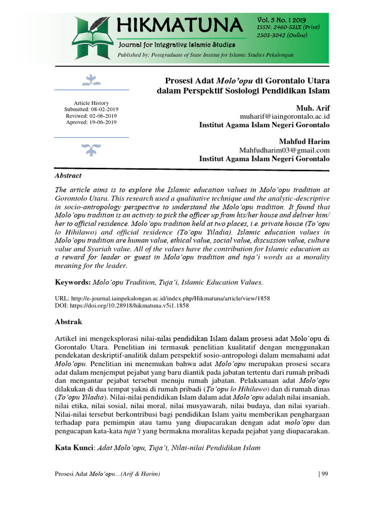 Tradisi Molo'opu Digorontalo | PDF | Kesehatan Holistik