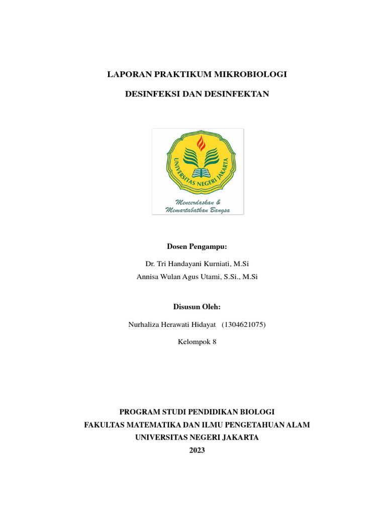 Laporan Praktikum Mikrobiologi Desinfeksi | PDF