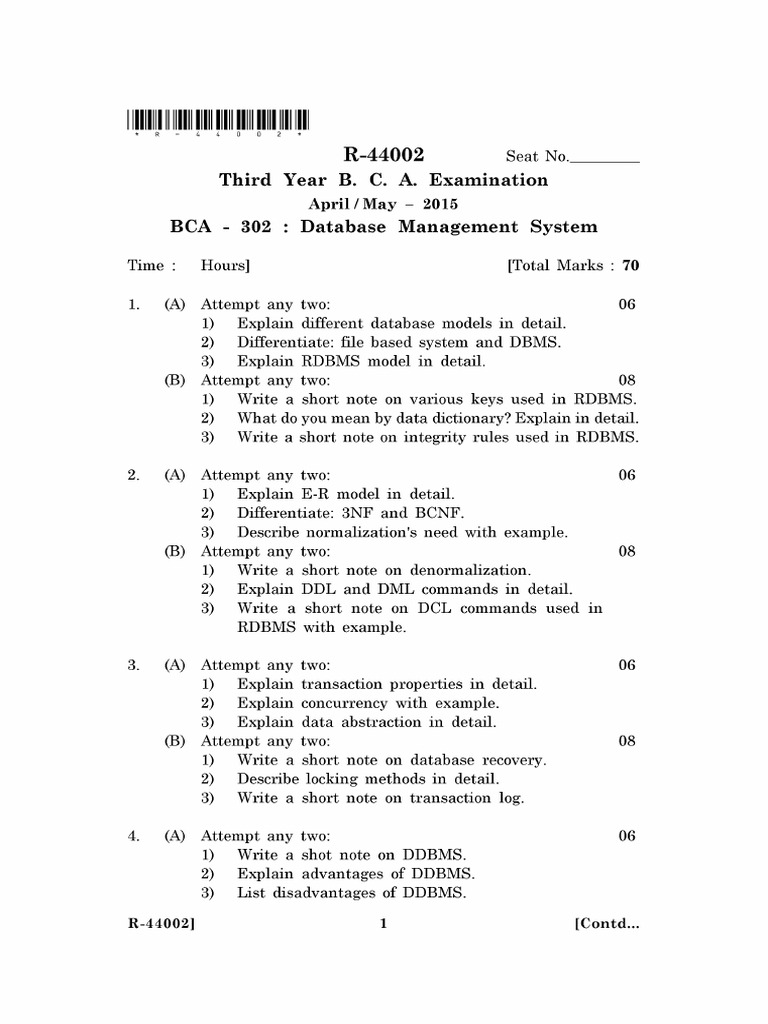 R-44002 - Third Year B. C. A. Examination April May GÇô 2015 BCA - 302 ...