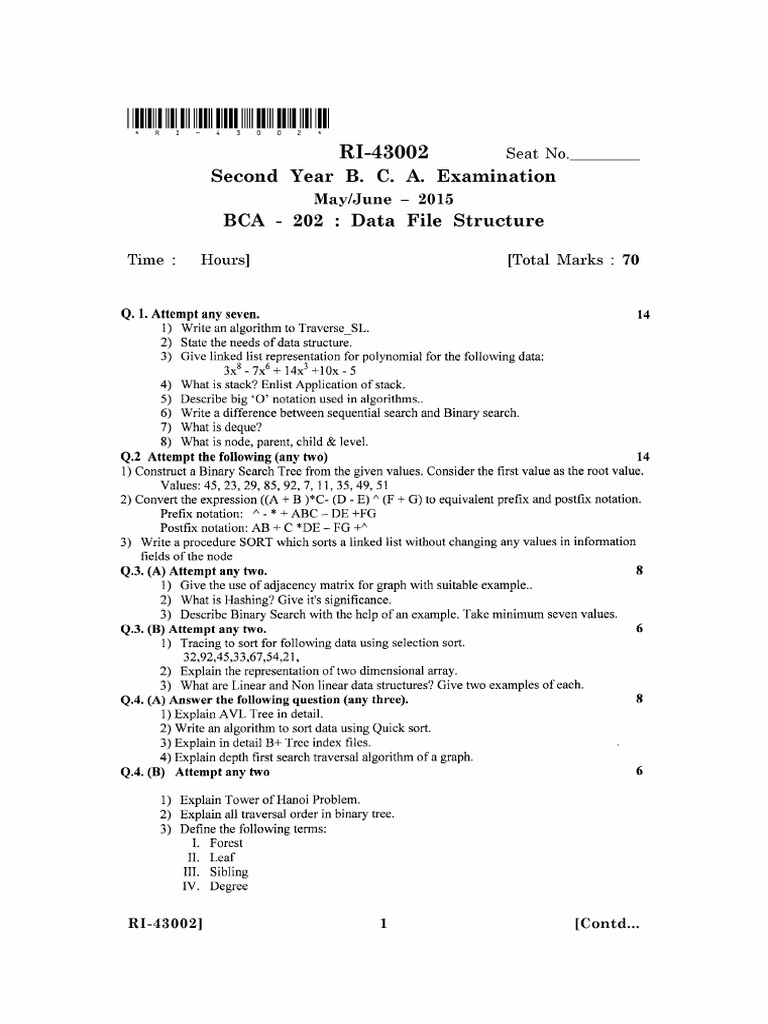 RI-43002 - Second Year B. C. A. Examination MayJune GÇô 2015 BCA - 202 ...