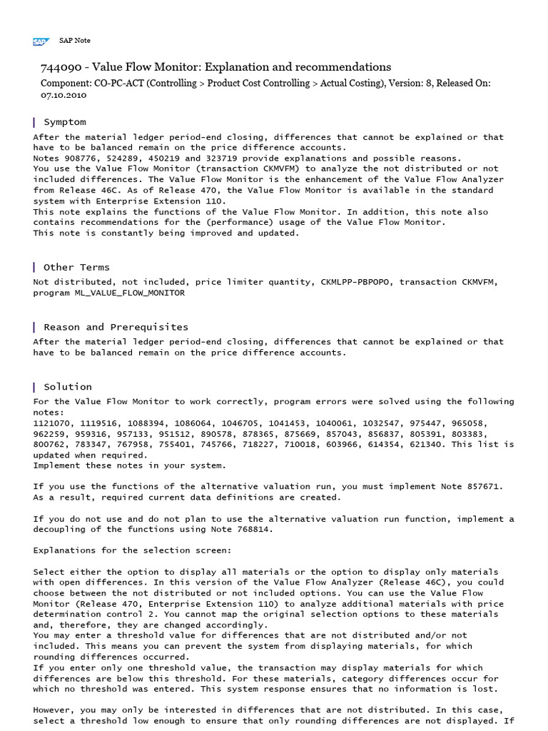 Value Flow Monitor Explanation and Recommendations | Download Free PDF | Valuation (Finance ...