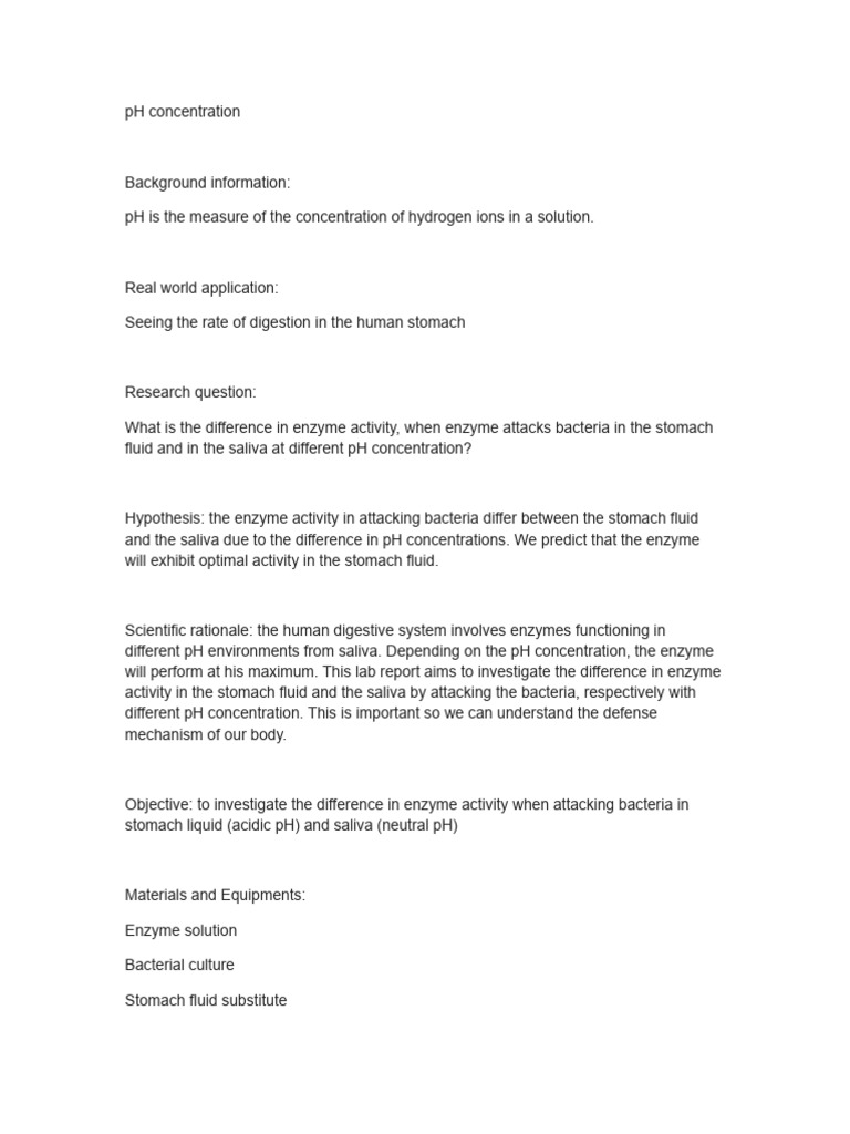 PH Lab Report | PDF | Ph | Enzyme