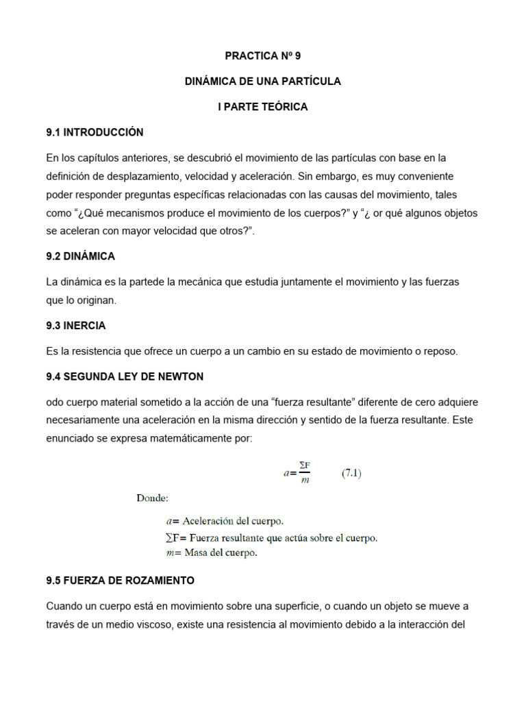 Practica #9 | PDF | Fuerza | Fricción
